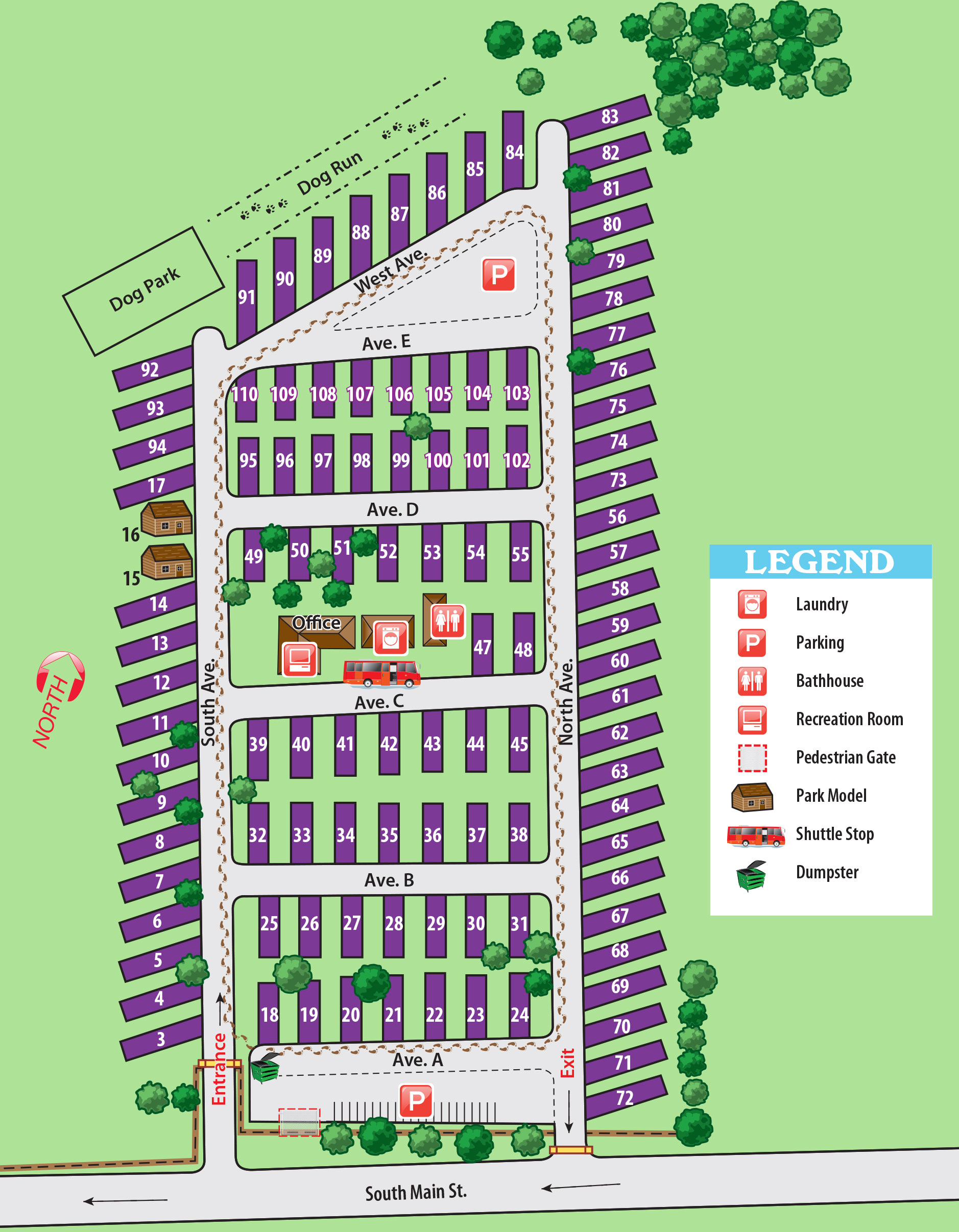 Site Map - South Main RV Park
